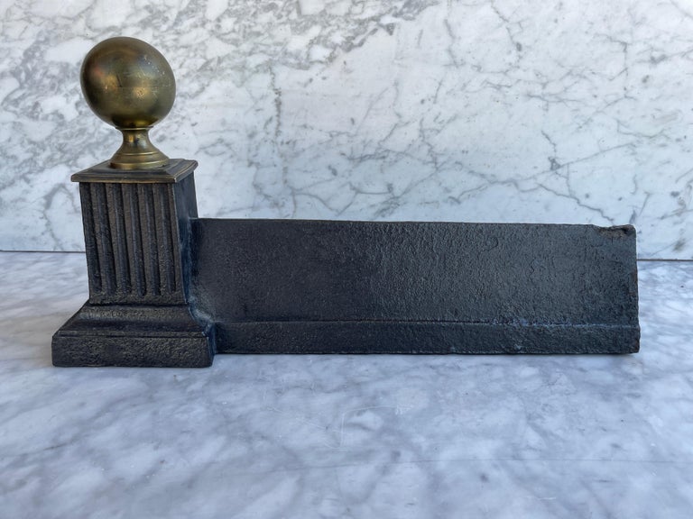 Pair of Antique Cast Iron and Bras Andirons, Firedogs For Sale at 1stDibs