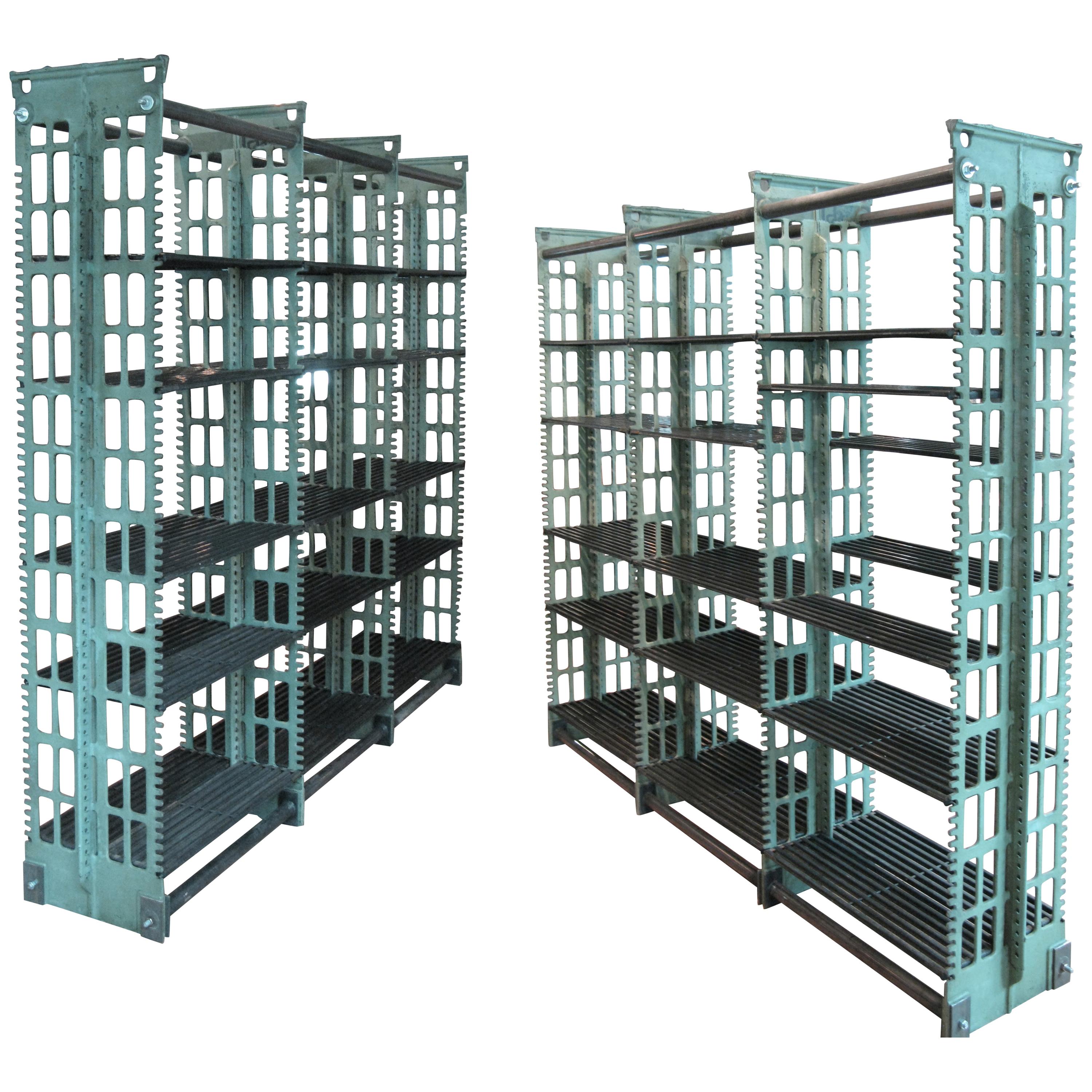 Pair of Antique Cast Iron Archival Library Bookcases by Snead at 1stDibs