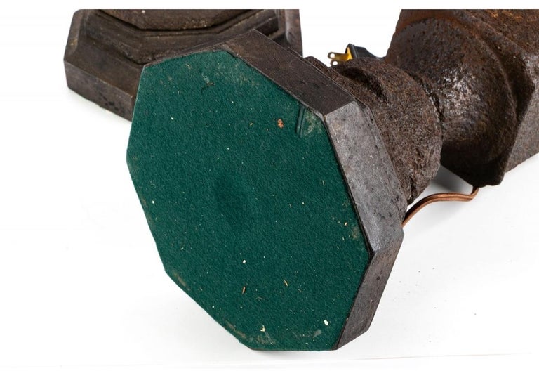 Pair of Antique Cast Iron Elements as Table Lamps For Sale at 1stDibs