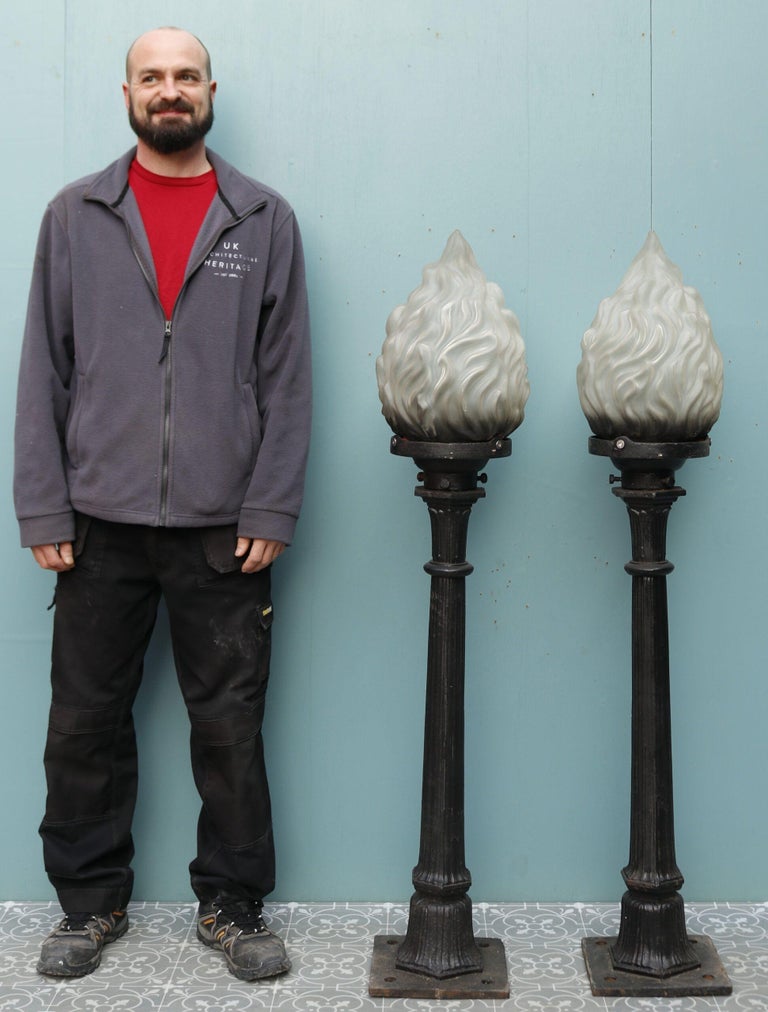 Pair of Antique Cast Iron Outside Lights For Sale at 1stDibs