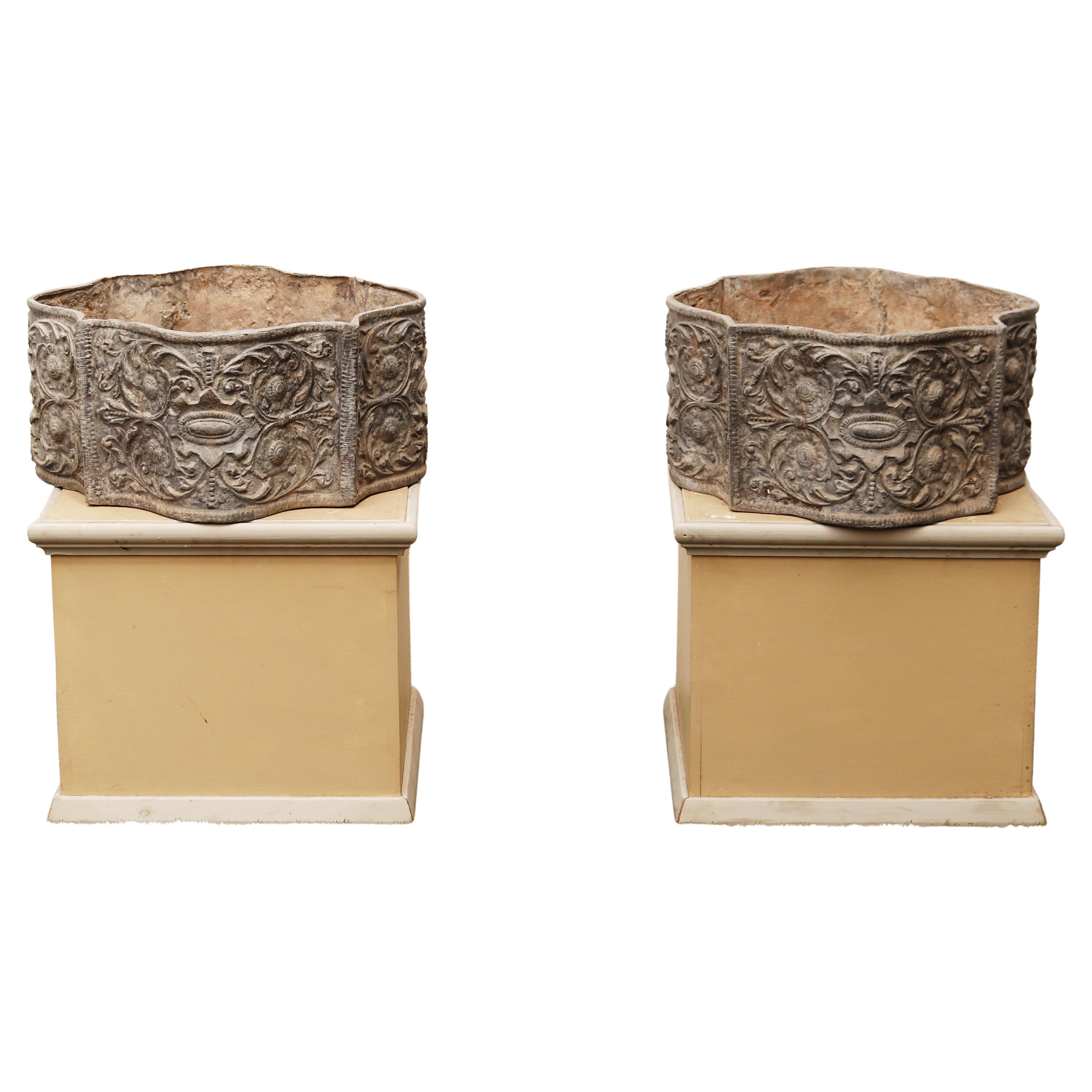 Pair of Antique Lead Planters For Sale at 1stDibs