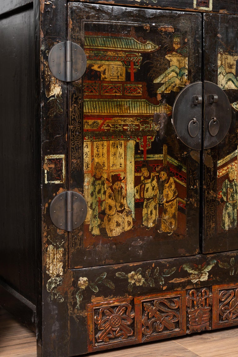 Pair of Antique Chinese Display Cabinets with Hand Painted Chinoiserie ...