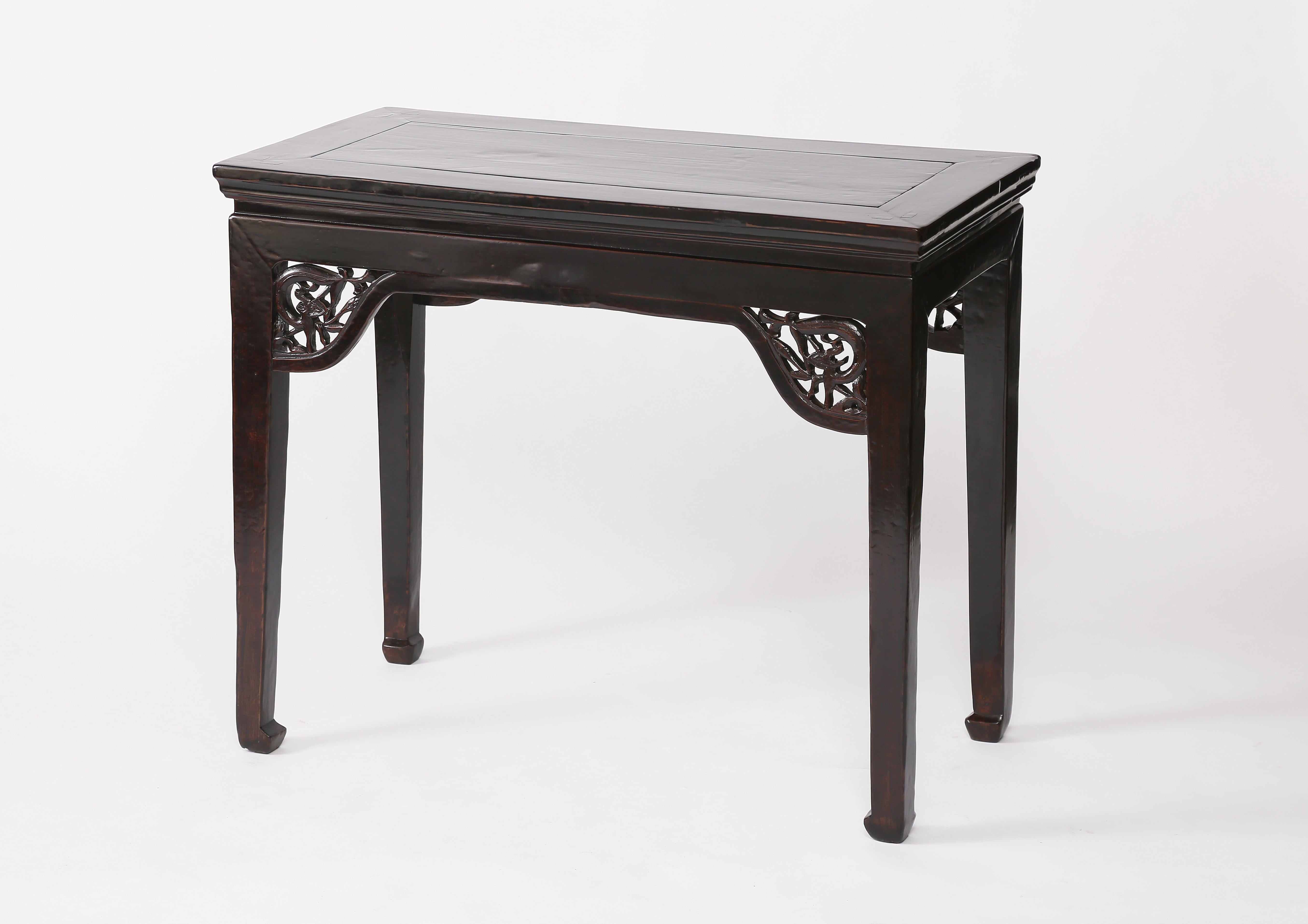 Pair of Antique Chinese Side Tables, Stylised Dragon Open Carving ...