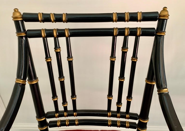 Pair of Antique Chinoiserie Black and Gold Faux Bamboo Chairs at ...