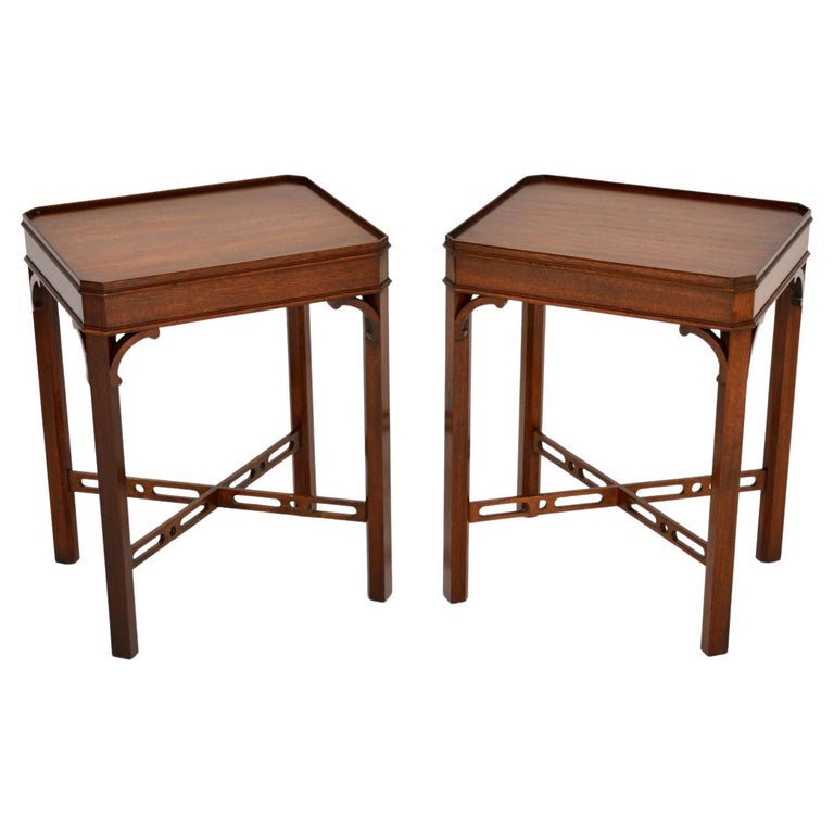 Pair of Antique Chippendale Style Side Tables at 1stDibs