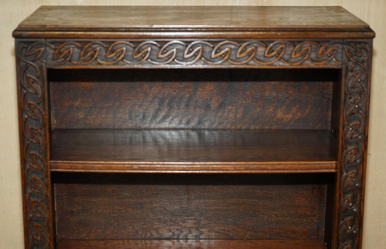 PAIR OF ANTIQUE CIRCA 1880 JACOBEAN REVIVAL TALL WATERFALL LiBRARY ...