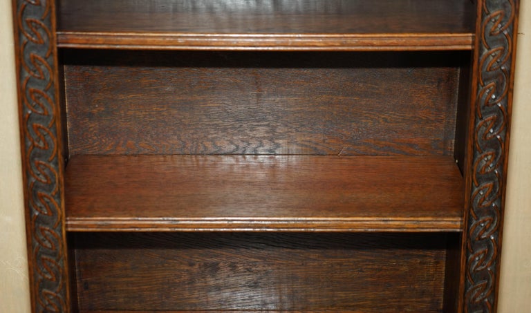 PAIR OF ANTIQUE CIRCA 1880 JACOBEAN REVIVAL TALL WATERFALL LiBRARY ...