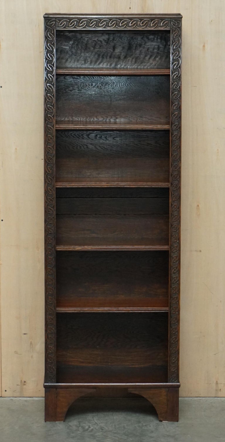 PAIR OF ANTIQUE CIRCA 1880 JACOBEAN REVIVAL TALL WATERFALL LiBRARY ...