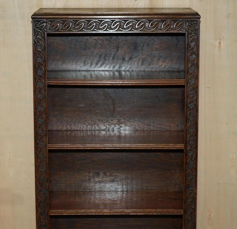 PAIR OF ANTIQUE CIRCA 1880 JACOBEAN REVIVAL TALL WATERFALL LiBRARY ...