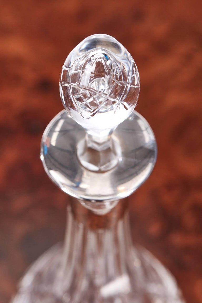 Pair of Antique Clear Cut-Glass Decanters at 1stDibs