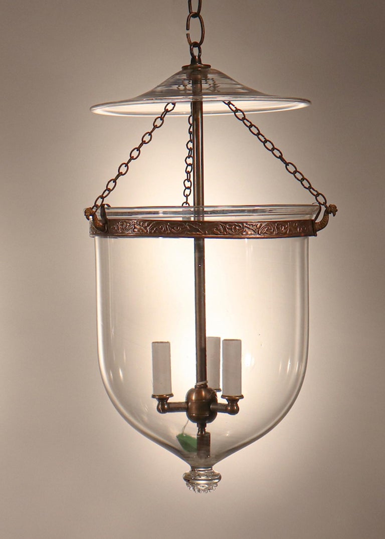 Pair of Antique Clear Glass Bell Jar Lanterns at 1stDibs