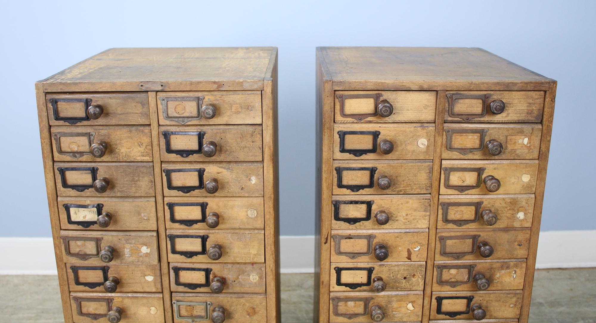 Pair of Antique Collector's Drawers in Pine at 1stDibs