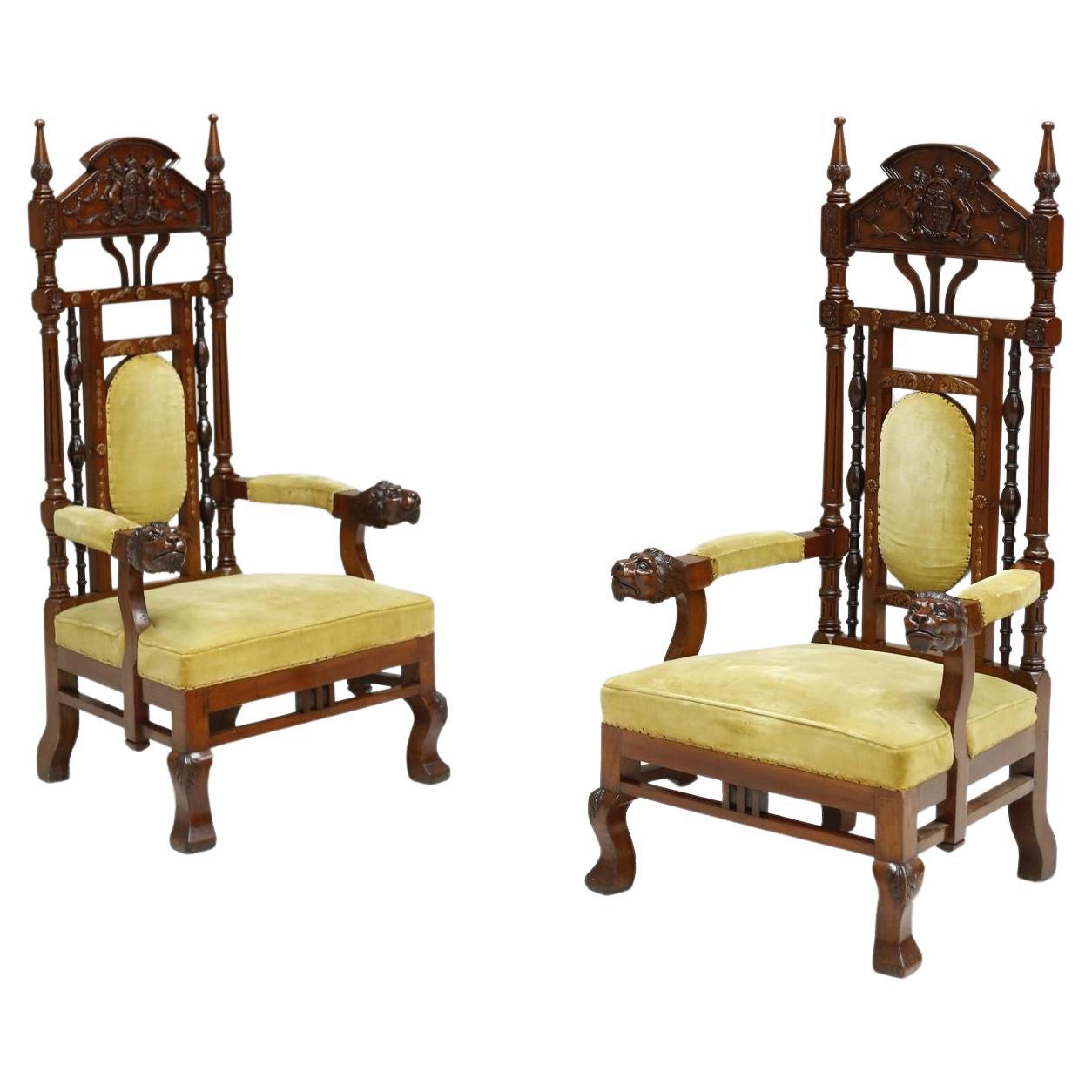 Antique Monterey Period Pair of Coronado Armchairs at 1stDibs