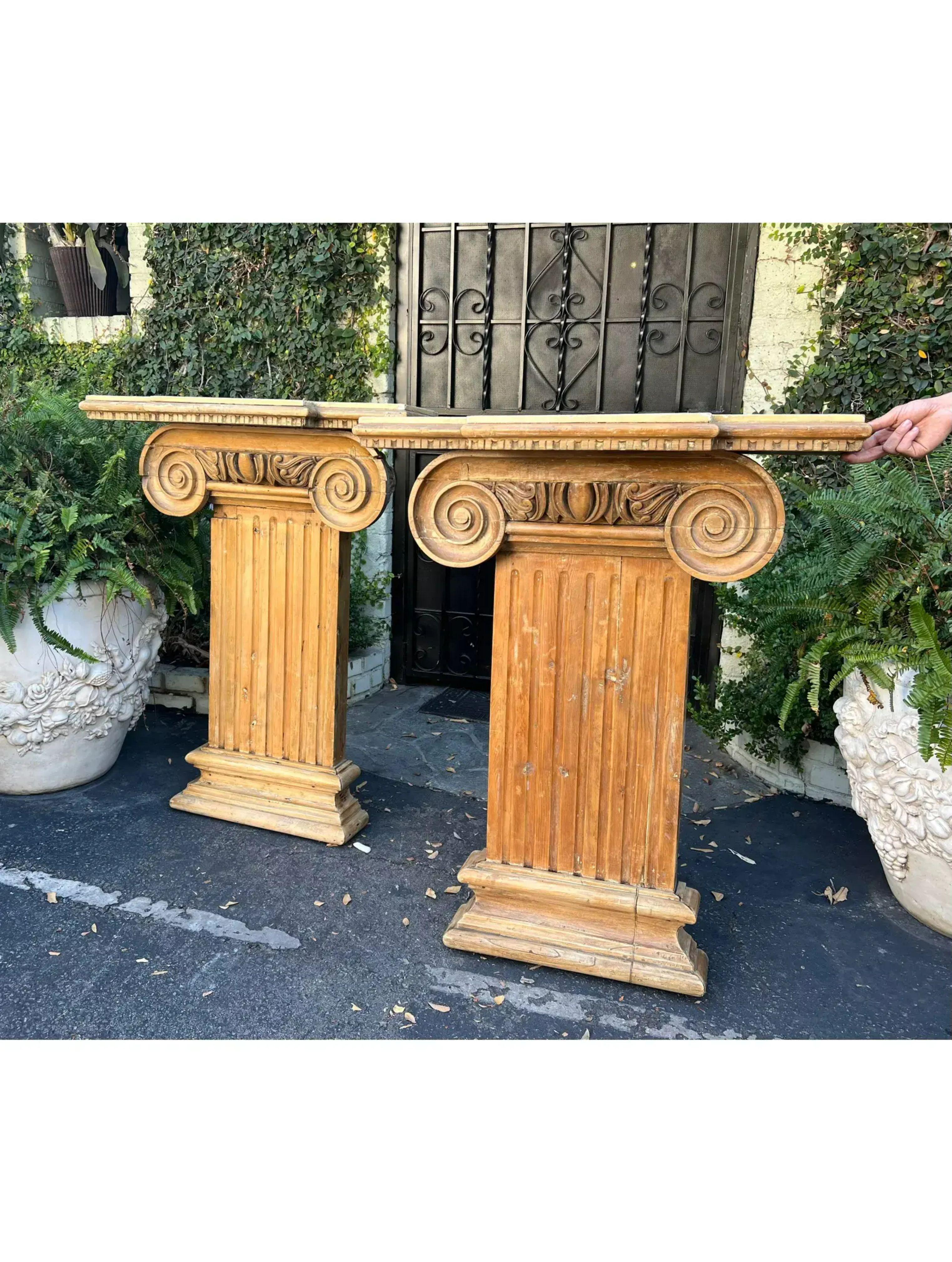Pair of Antique Corinthian Column Now Console Tables, 18th Century at ...