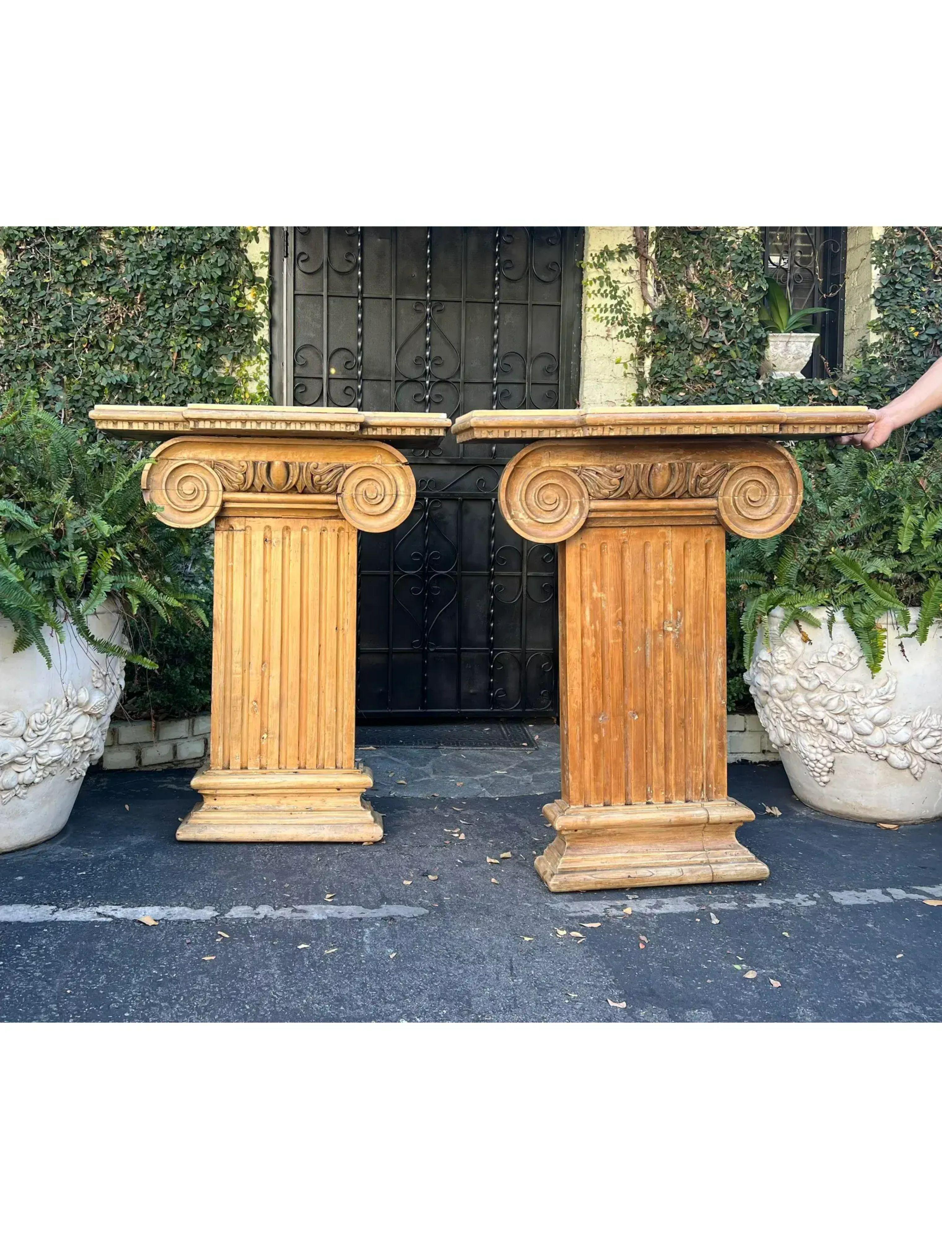 Pair of Antique Corinthian Column Now Console Tables, 18th Century at 1stDibs