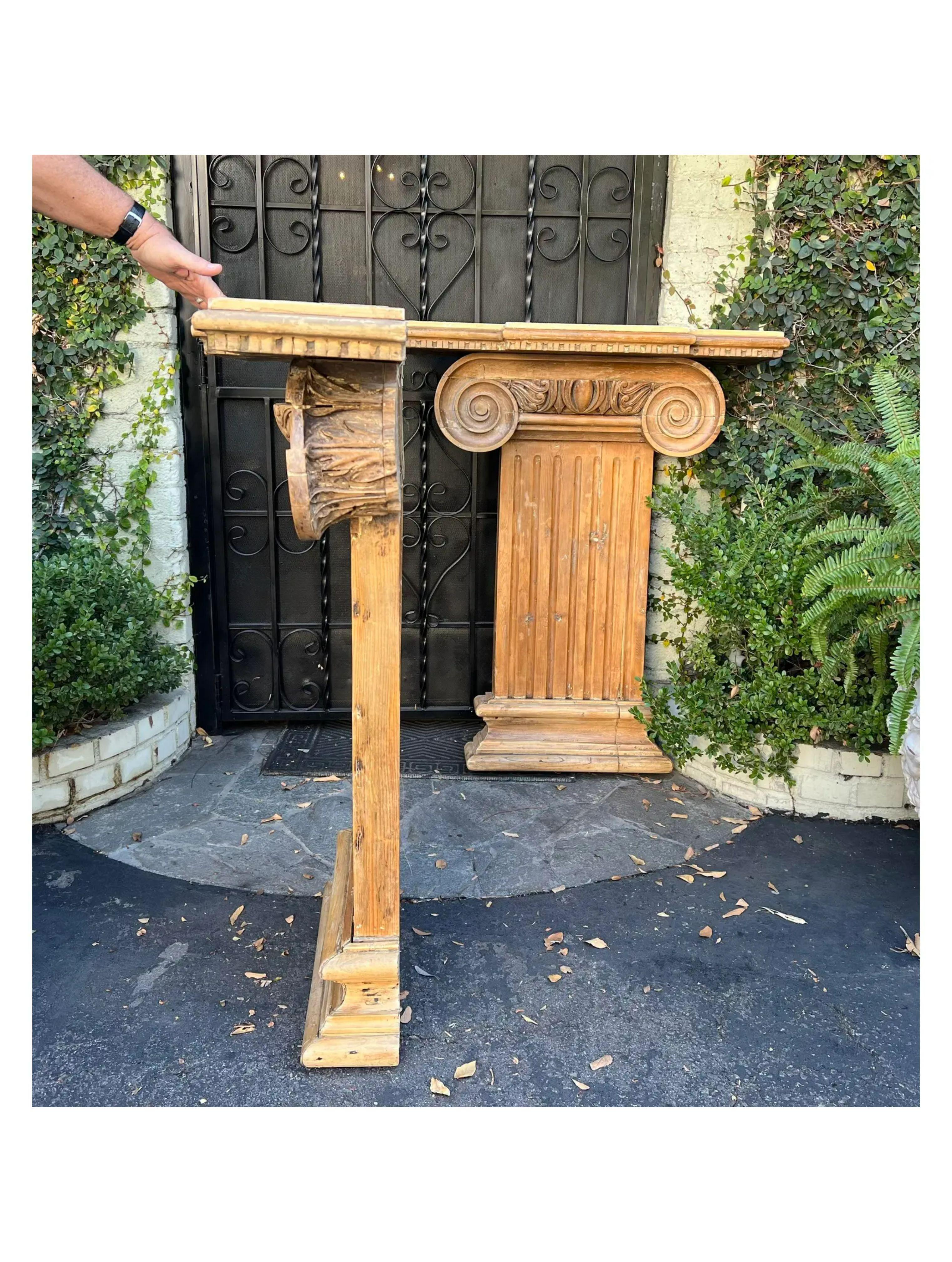 Pair of Antique Corinthian Column Now Console Tables, 18th Century at 1stDibs