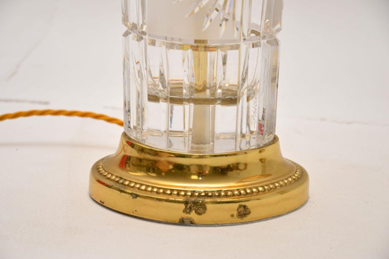 Pair of Antique Crystal and Brass Table Lamps at 1stDibs