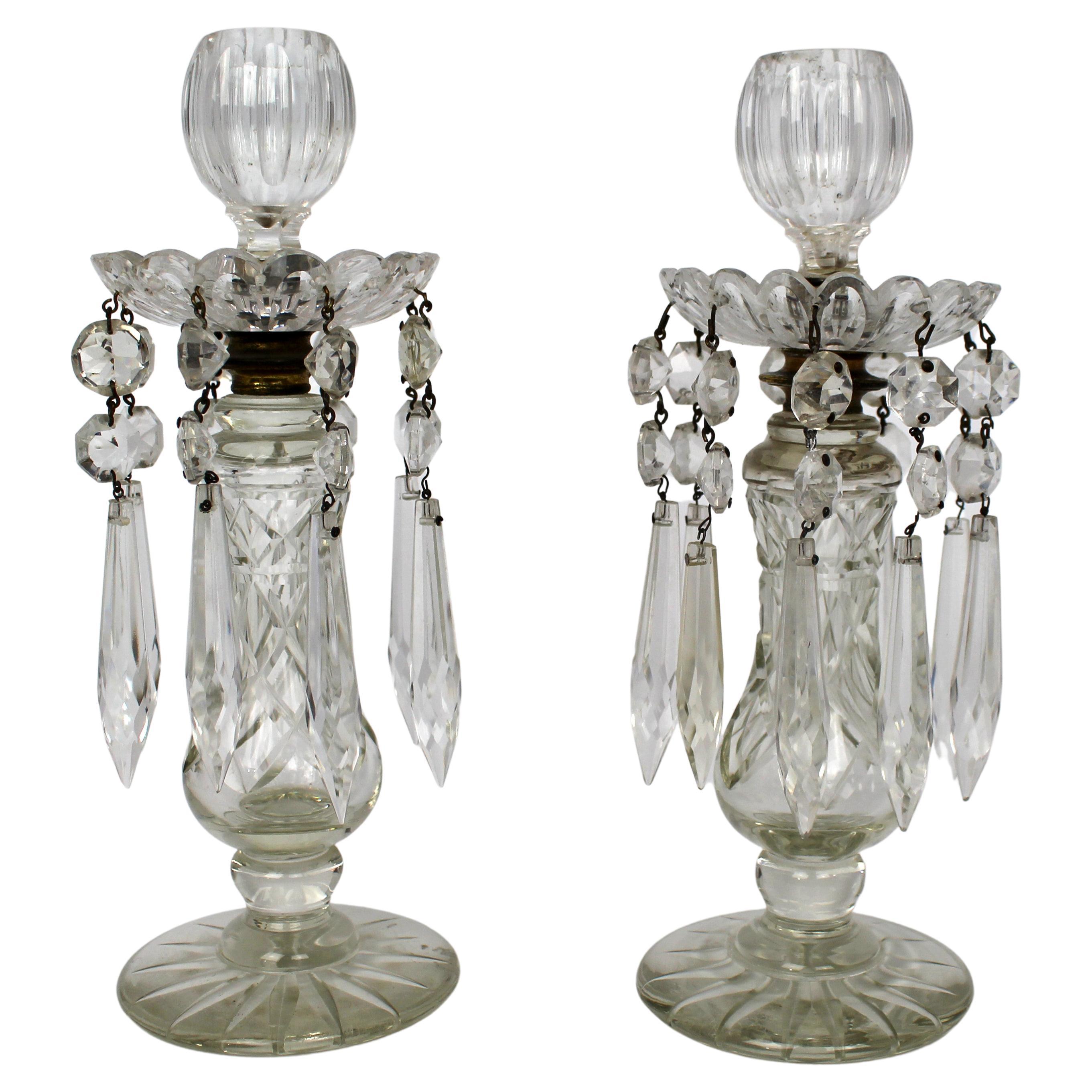 Pair of Ruby Glass Table Lustres at 1stDibs