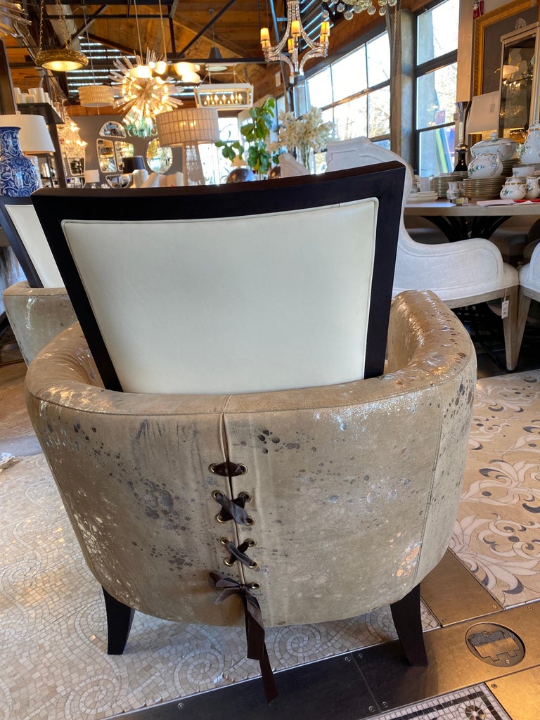 Pair of Antique Deco Two Tone Chairs For Sale at 1stDibs