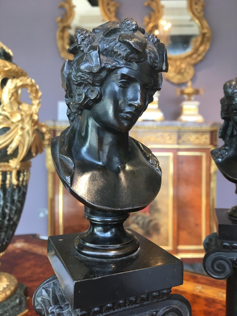Pair of Antique Decorative Bronze Roman Busts on Columns For Sale at ...