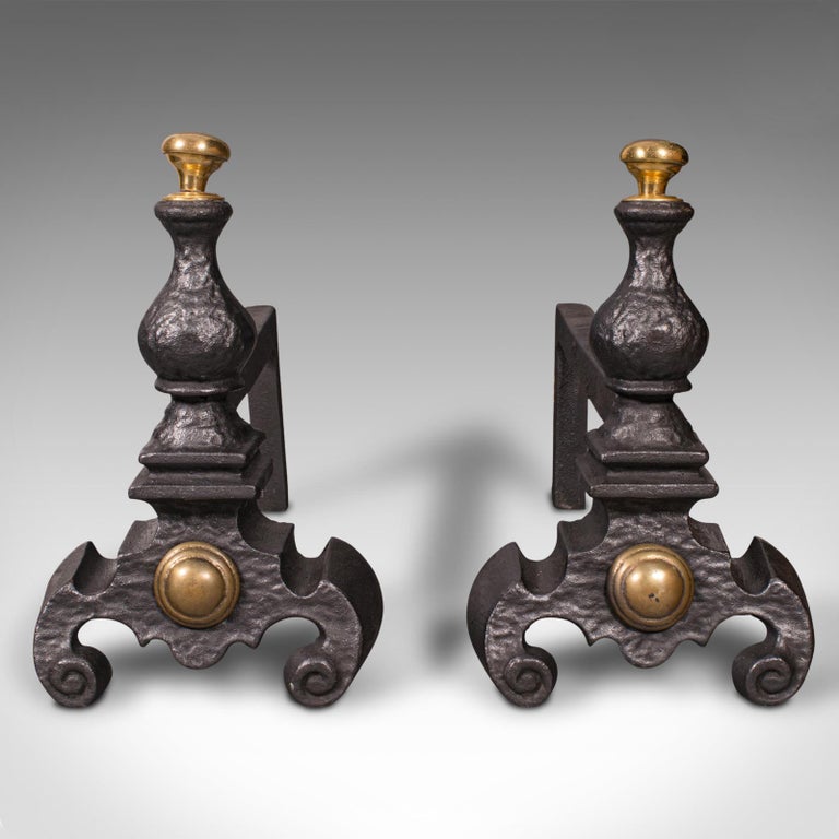Pair Of Antique Decorative Fire Rests, English Fireside Andiron ...