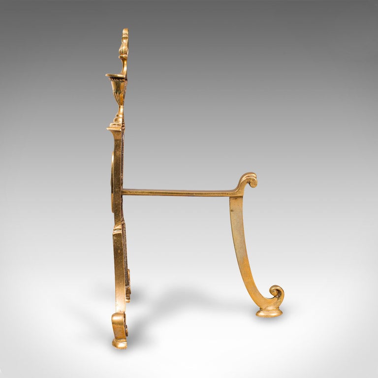 Pair of Antique Decorative Fireside Tool Rests, English Brass Andiron ...