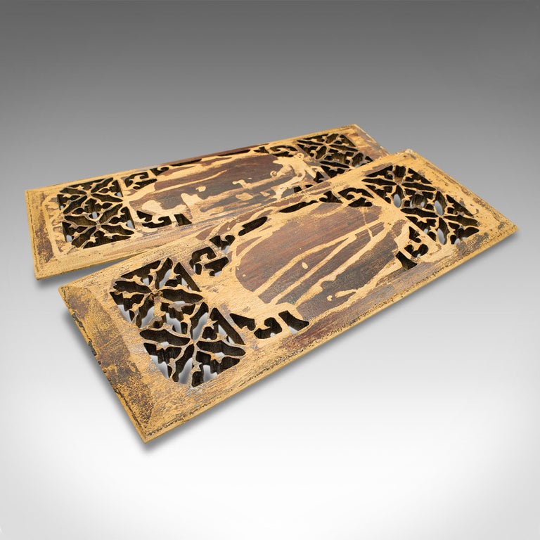 Pair of Antique Decorative Panels, Japanese, Carved Fretwork, Victorian ...