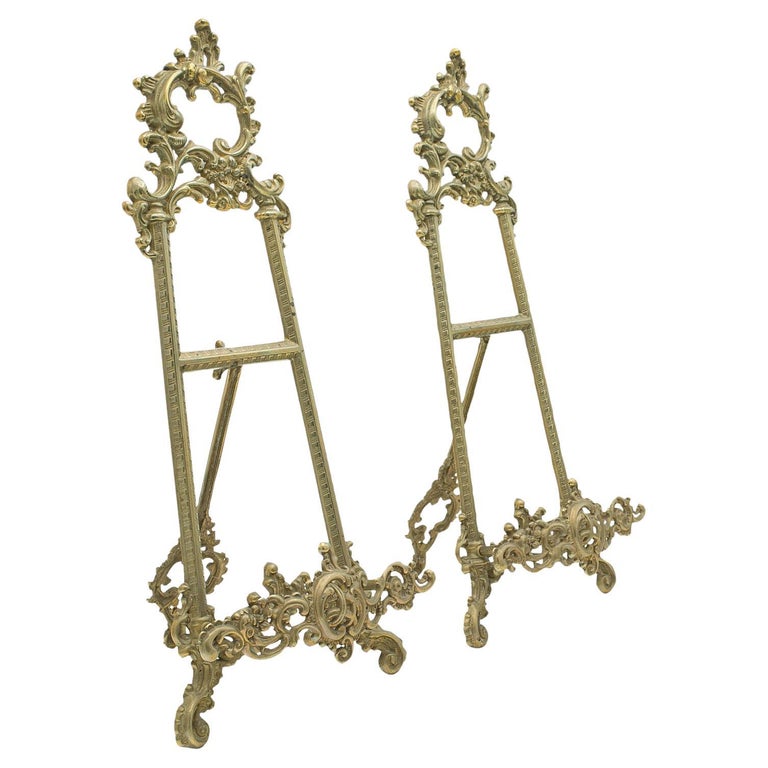 Pair of Antique Decorative Picture Stands, English, Brass, Book Rest ...