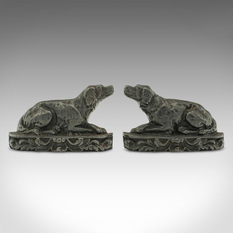 Pair Of Antique Dog Door Stops, English, Iron, Decorative Bookends ...