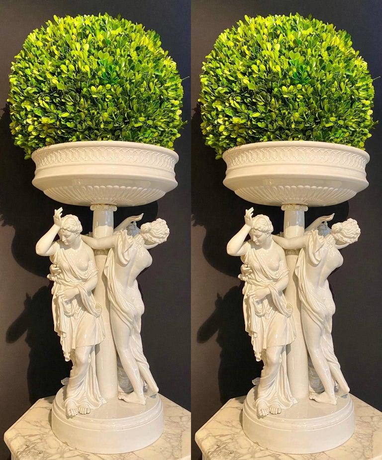 Pair of Antique Dresden Planters Jardinières, Each with Four Dancing ...