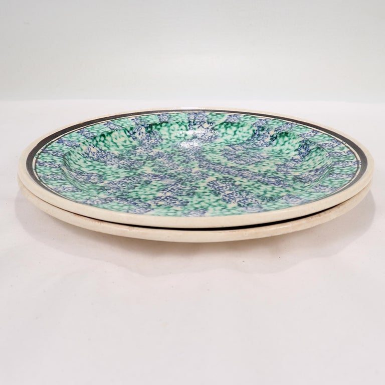 Pair of Antique Early 19th Century Spongeware Staffordshire Pottery ...
