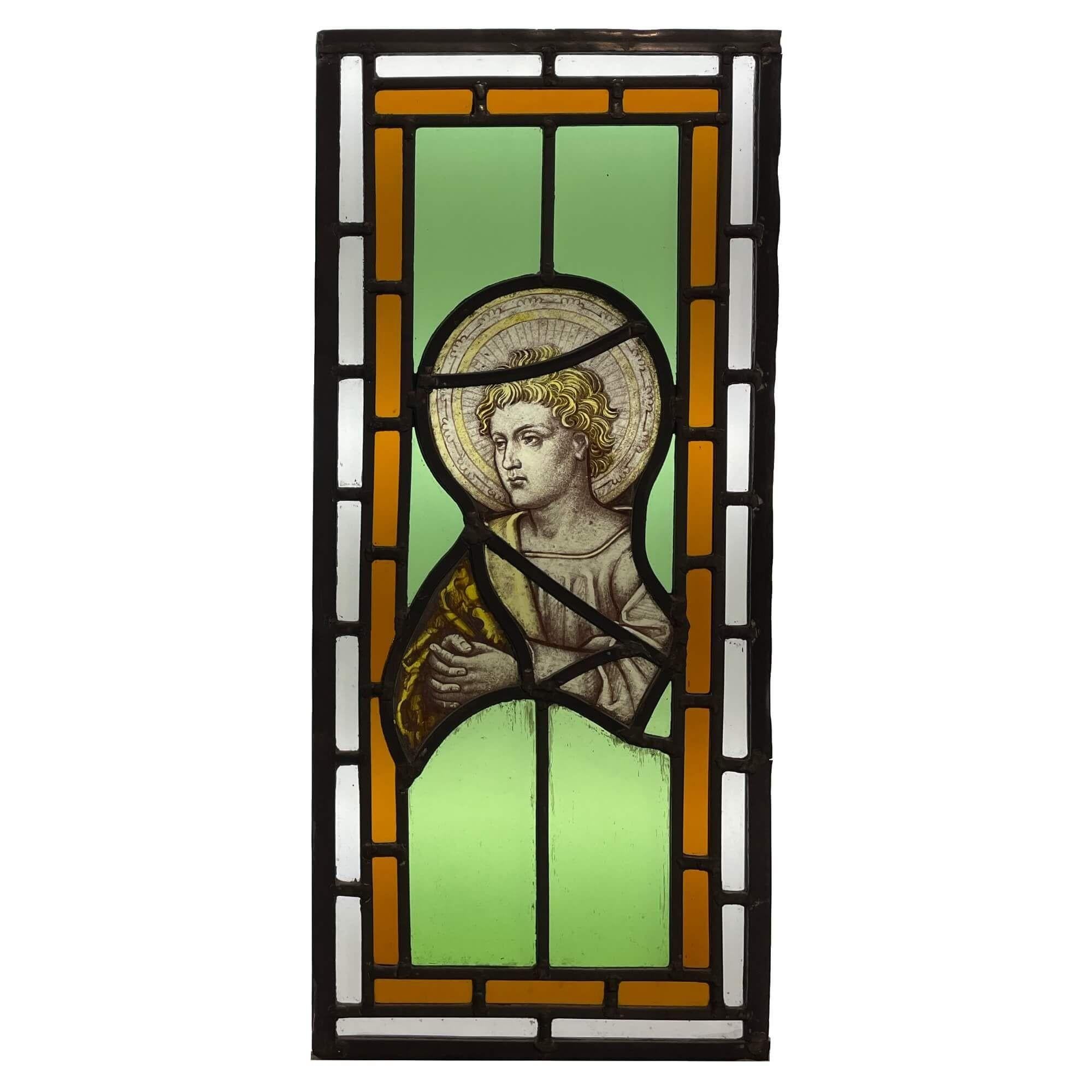 Pair of Antique Ecclesiastical Stained Glass Windows For Sale at 1stDibs