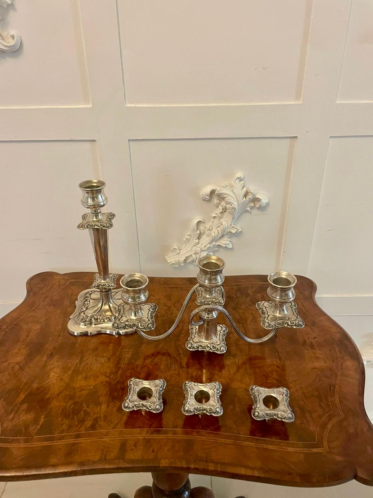 Pair of Antique Edwardian Quality Silver Plated Candelabras For Sale at ...