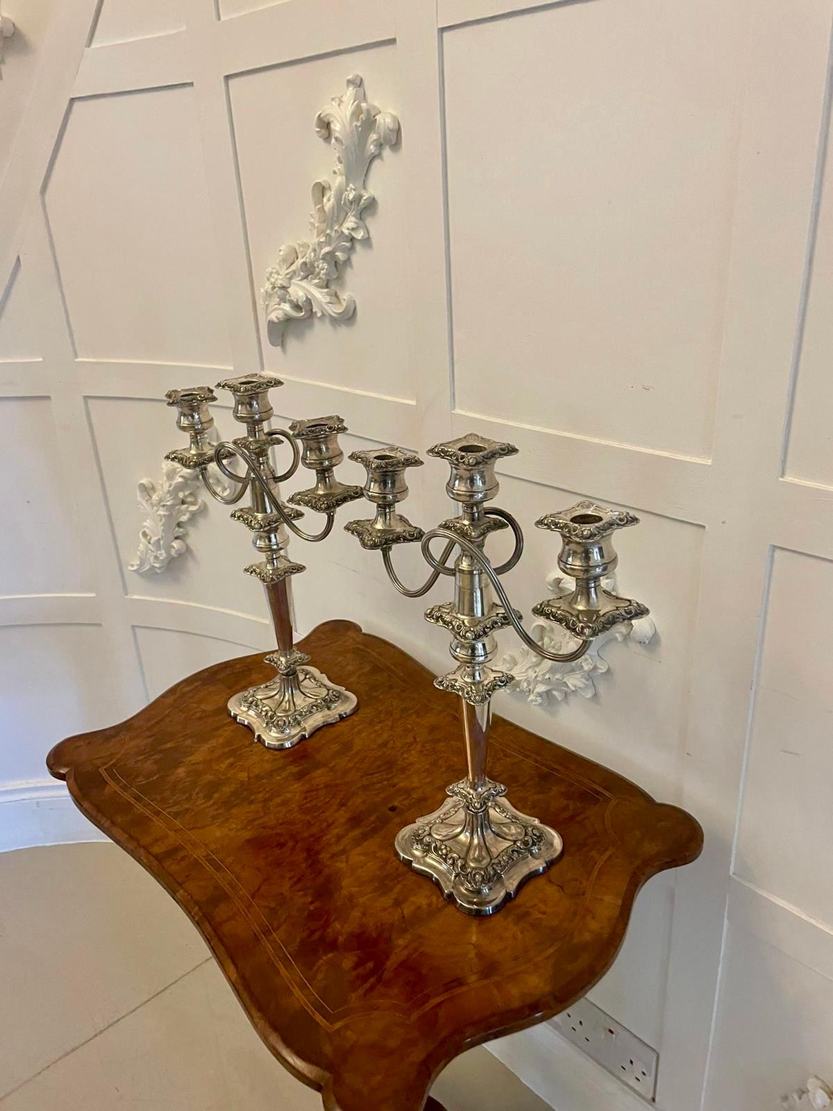 Pair of Antique Edwardian Quality Silver Plated Candelabras For Sale at ...