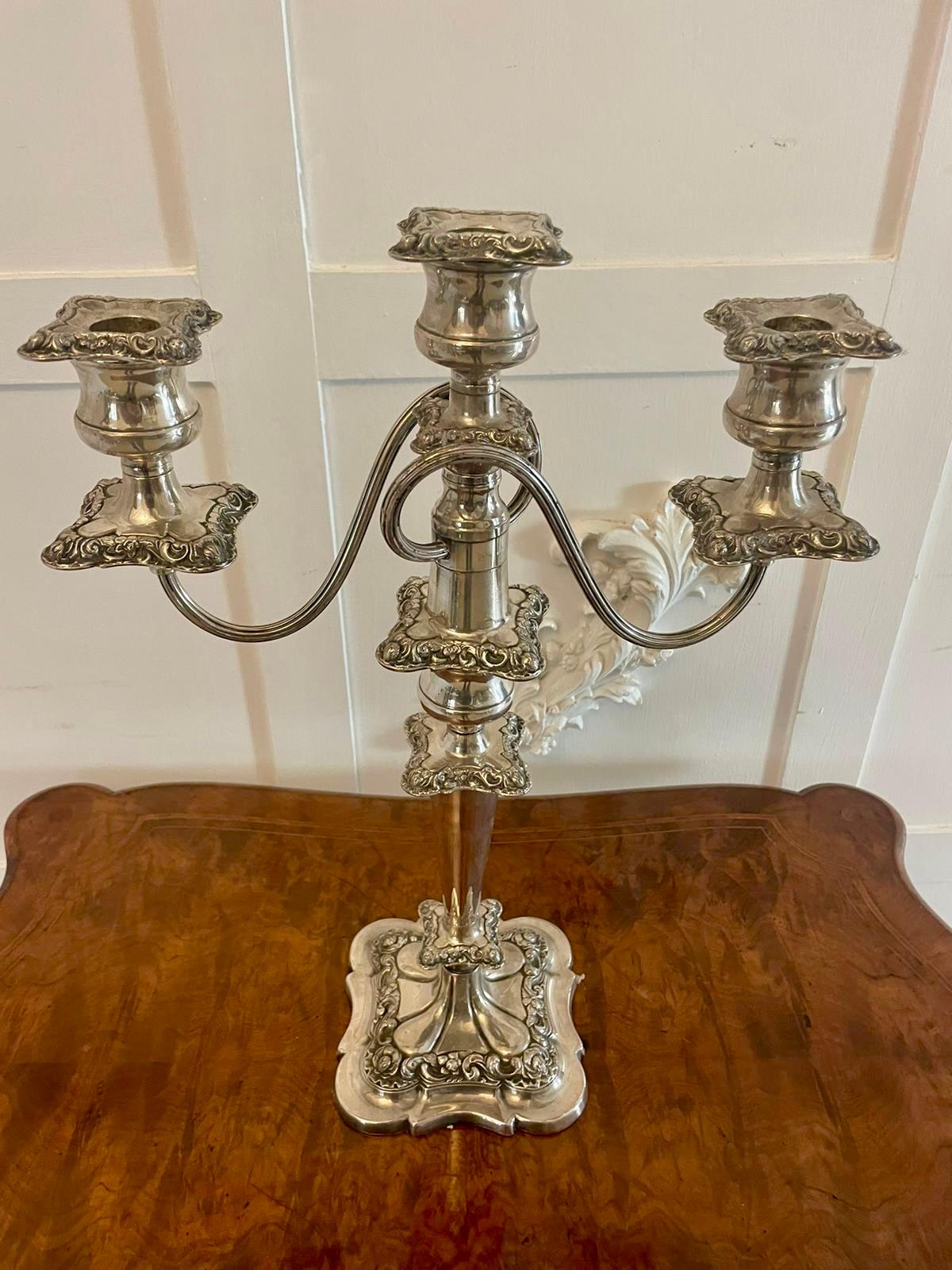 Pair of Antique Edwardian Quality Silver Plated Candelabras For Sale at ...
