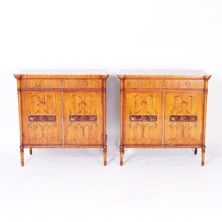 Pair of Antique English Adams Style Cabinets For Sale at 1stDibs