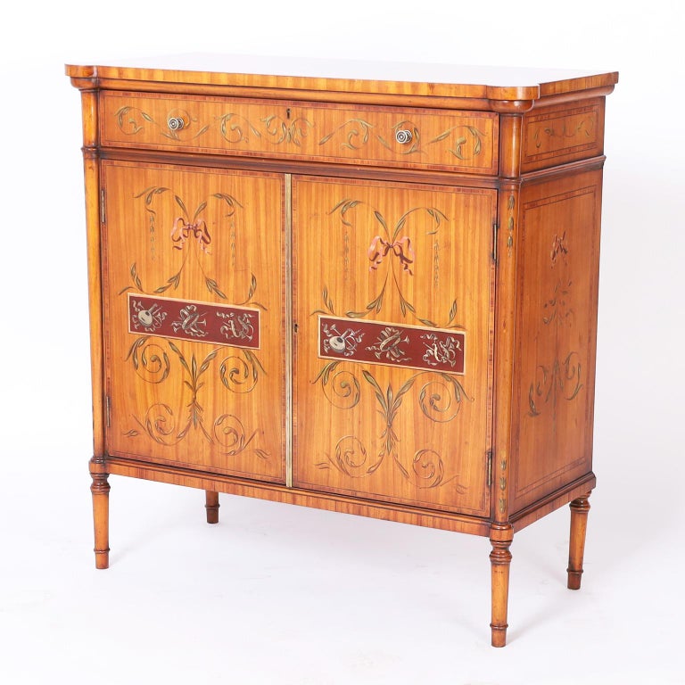 Pair of Antique English Adams Style Cabinets For Sale at 1stDibs
