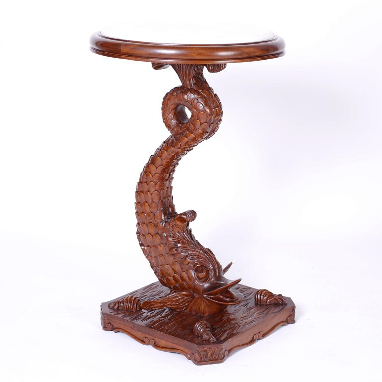 Pair of Antique English Carved Wood Dolphin Stands or Pedestals For ...