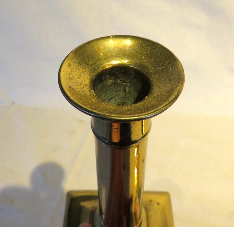 Pair of Antique English Federal Period Brass Push-Up Candlesticks For ...