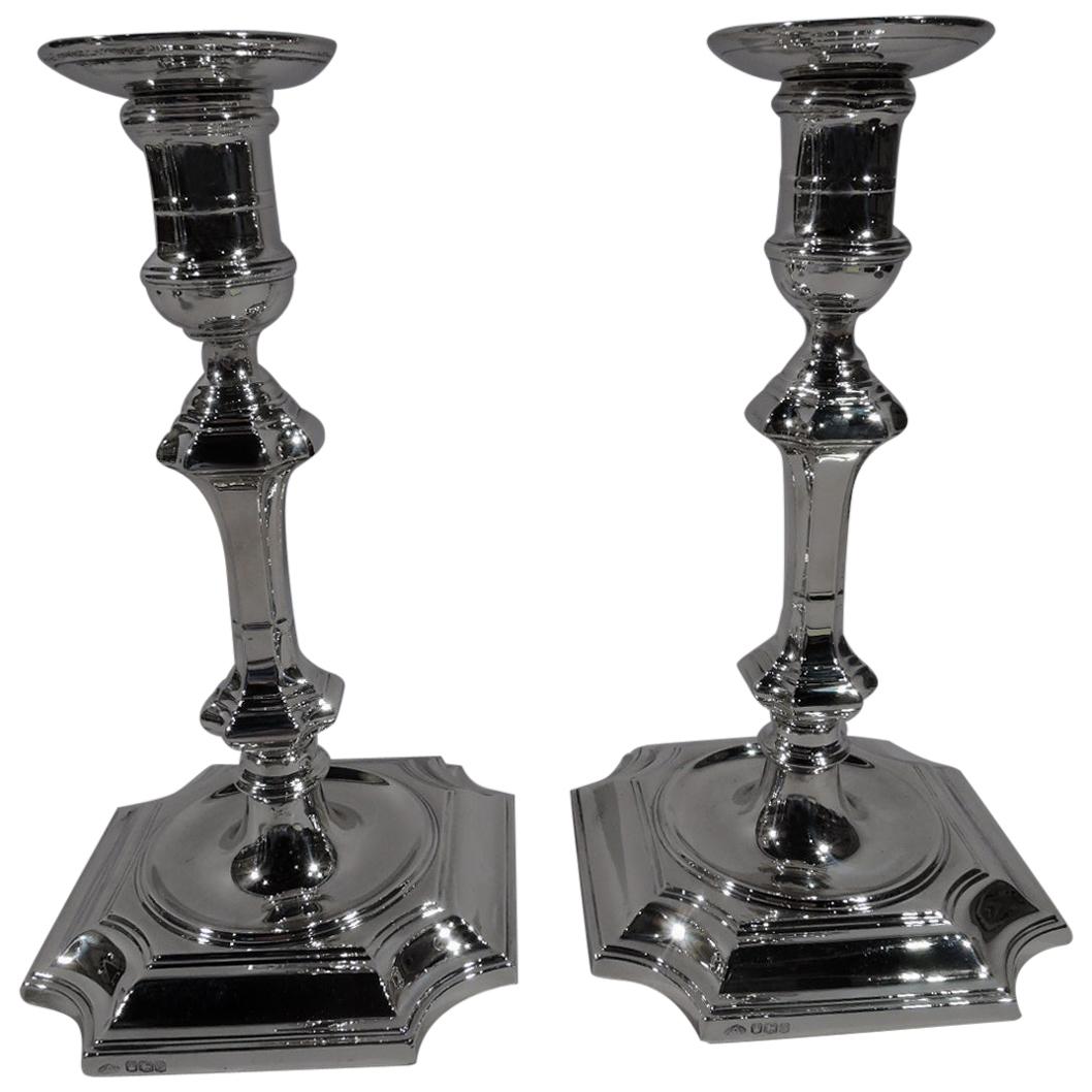 Antique Georgian Solid Silver Pair of Cast Candlesticks, E Farrell ...