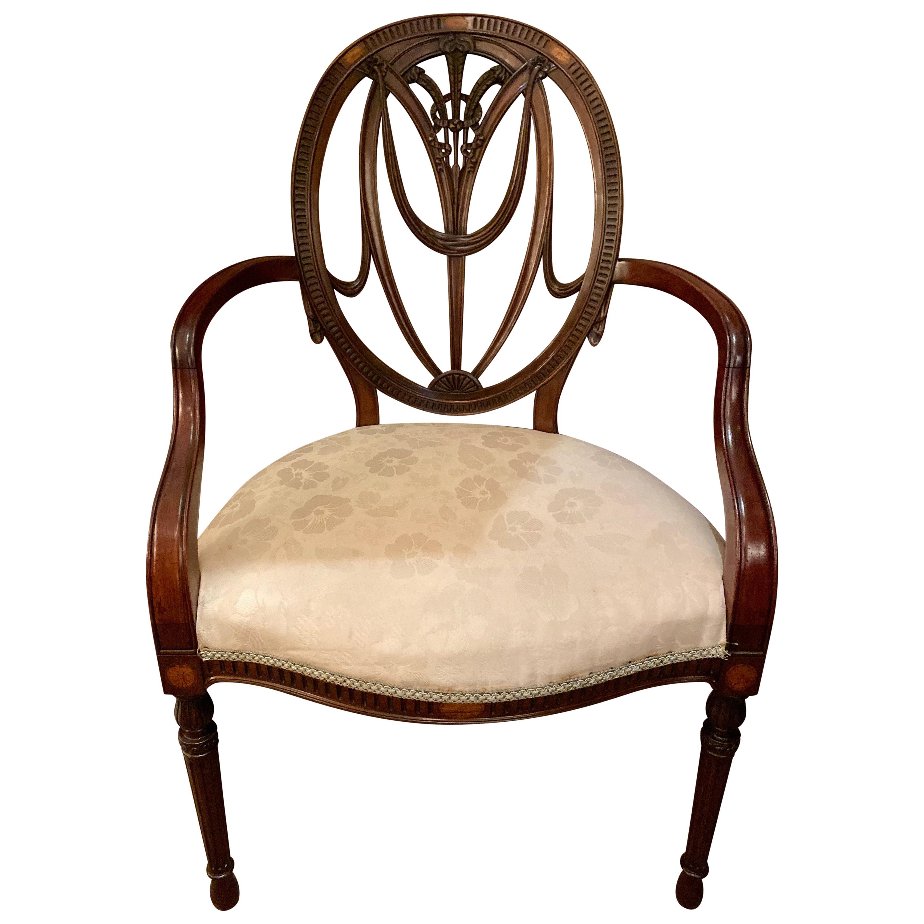 Pair of Antique English Mahogany Hepplewhite Oval Back Chairs, circa ...