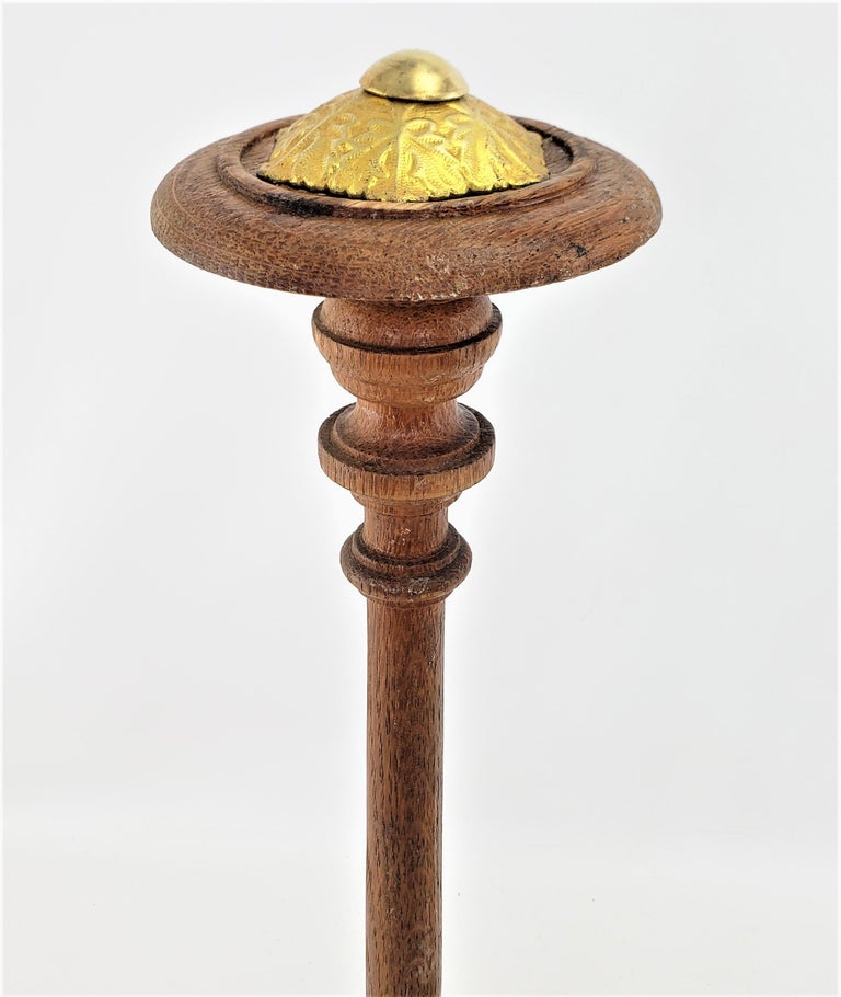 Pair of Antique English Turned Oak Mercantile Hat Stands w/ Engraved ...
