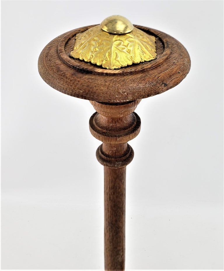 Pair of Antique English Turned Oak Mercantile Hat Stands w/ Engraved ...