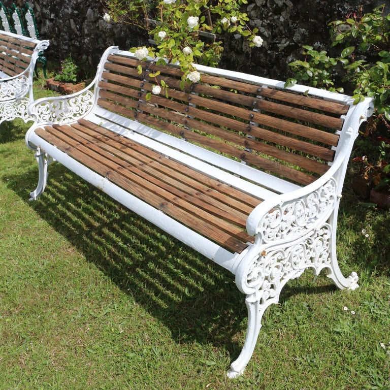 Pair of Antique English Victorian Cast Iron Garden Seats/Benches at ...