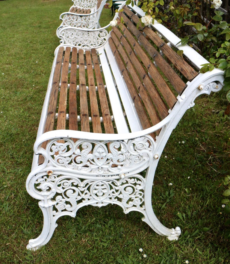 Pair of Antique English Victorian Cast Iron Garden Seats/Benches at 1stDibs