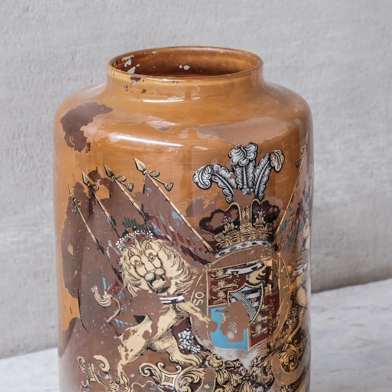 Pair of Antique English XL Glass Apothecary Pots For Sale at 1stDibs