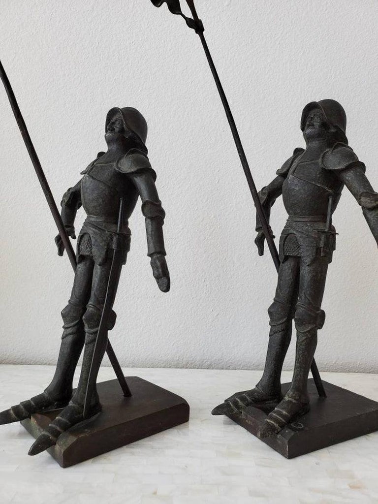 Pair of Antique European Medieval Knight Iron Figures For Sale at 1stDibs