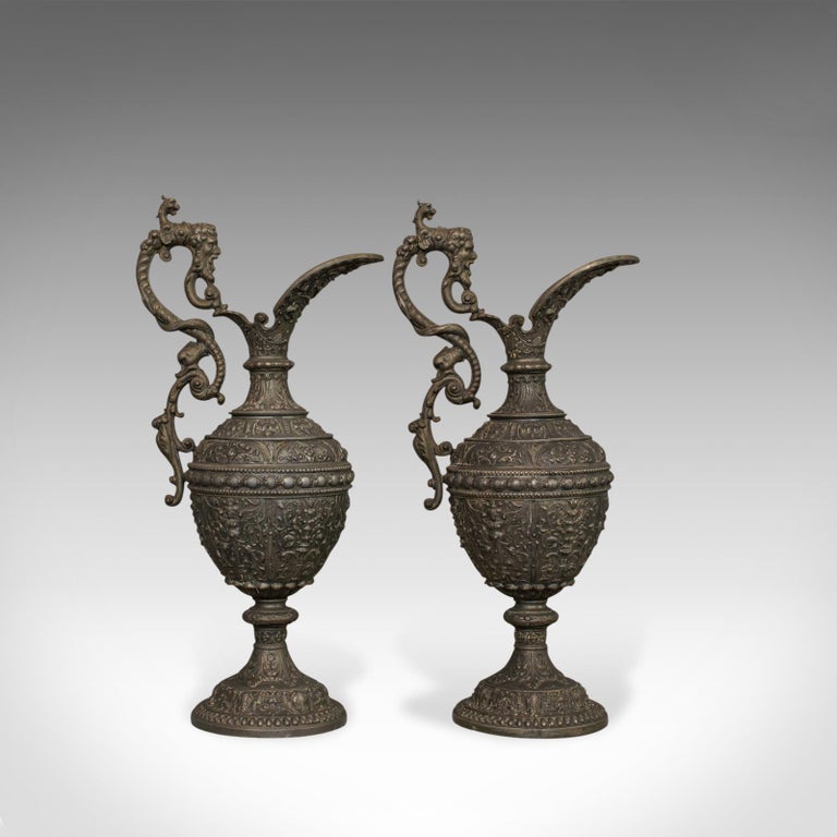 Pair of, Antique Ewers, Classical Taste, French, Bronze Spelter, Jug ...