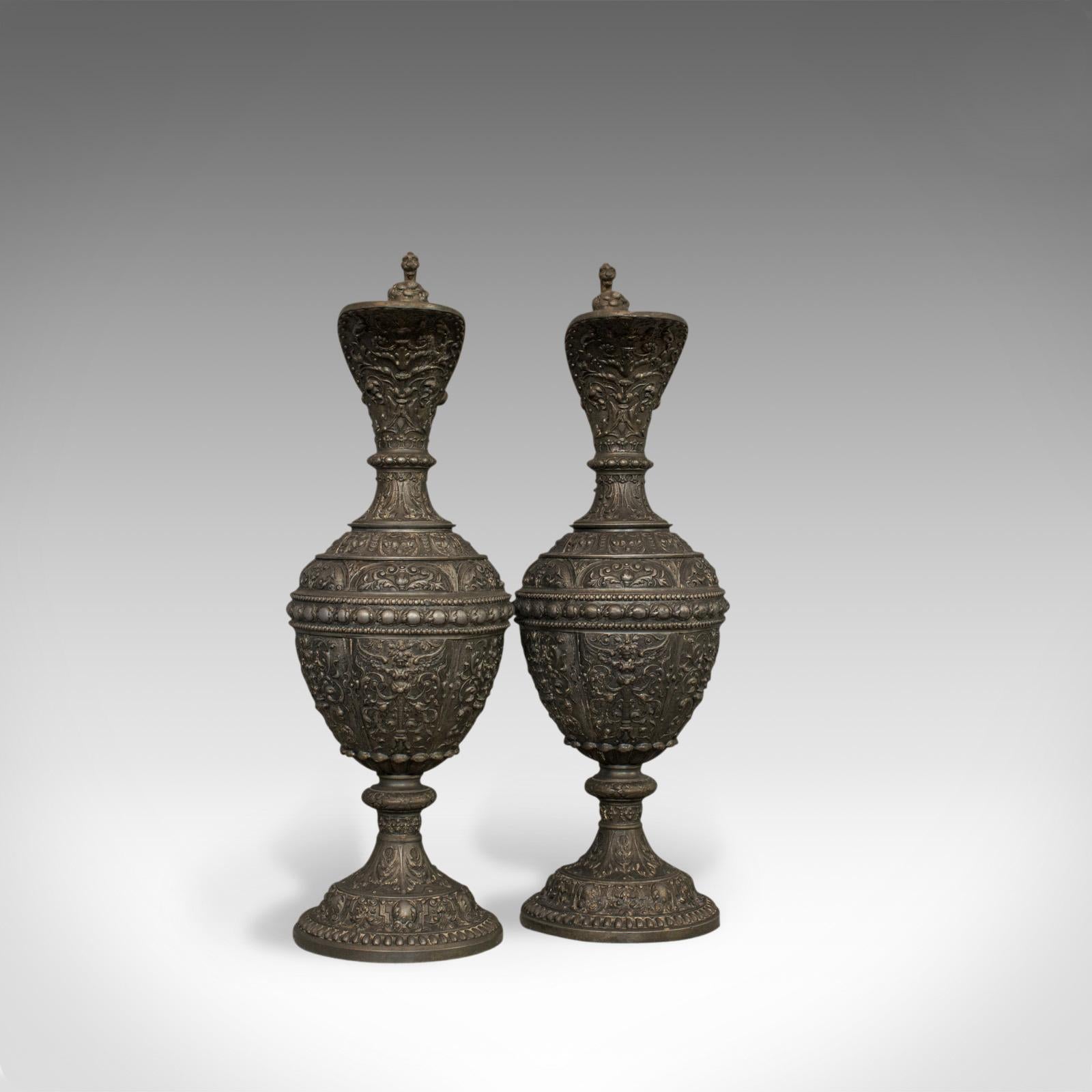 Pair of, Antique Ewers, Classical Taste, French, Bronze Spelter, Jug ...