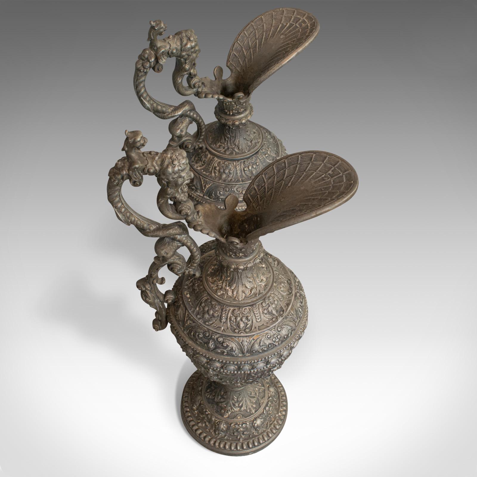 Pair of, Antique Ewers, Classical Taste, French, Bronze Spelter, Jug ...